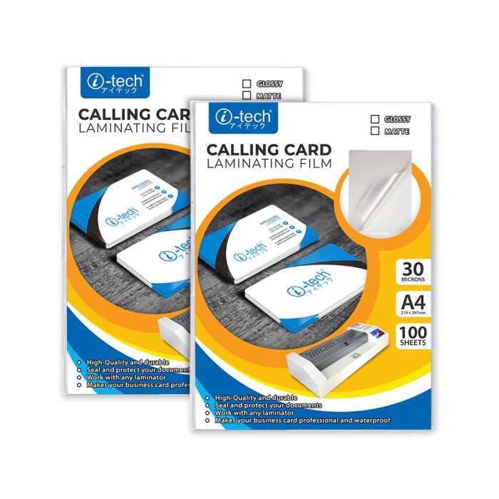 i-Tech Calling Card Laminating Film Glossy / Matte A4 Size waterproof ...