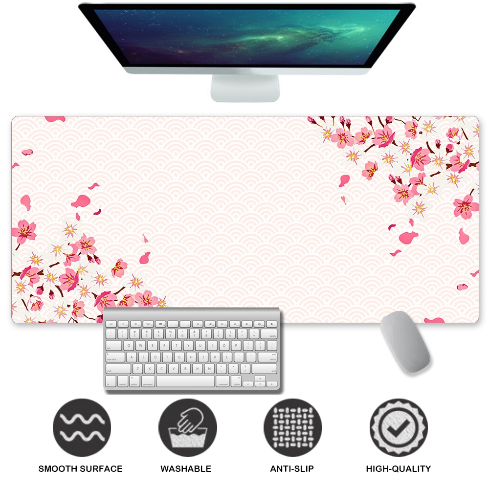 Hazakura Gaming Mouse Pad Pink white Large Extended Mousepad XL Gaming ...
