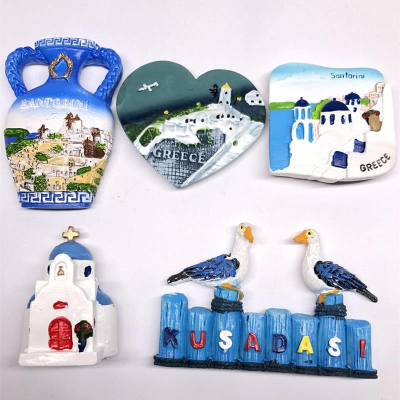 3D Greece Travel Souvenir Fridge Magnets Handmade Painted Fridge Magnet ...