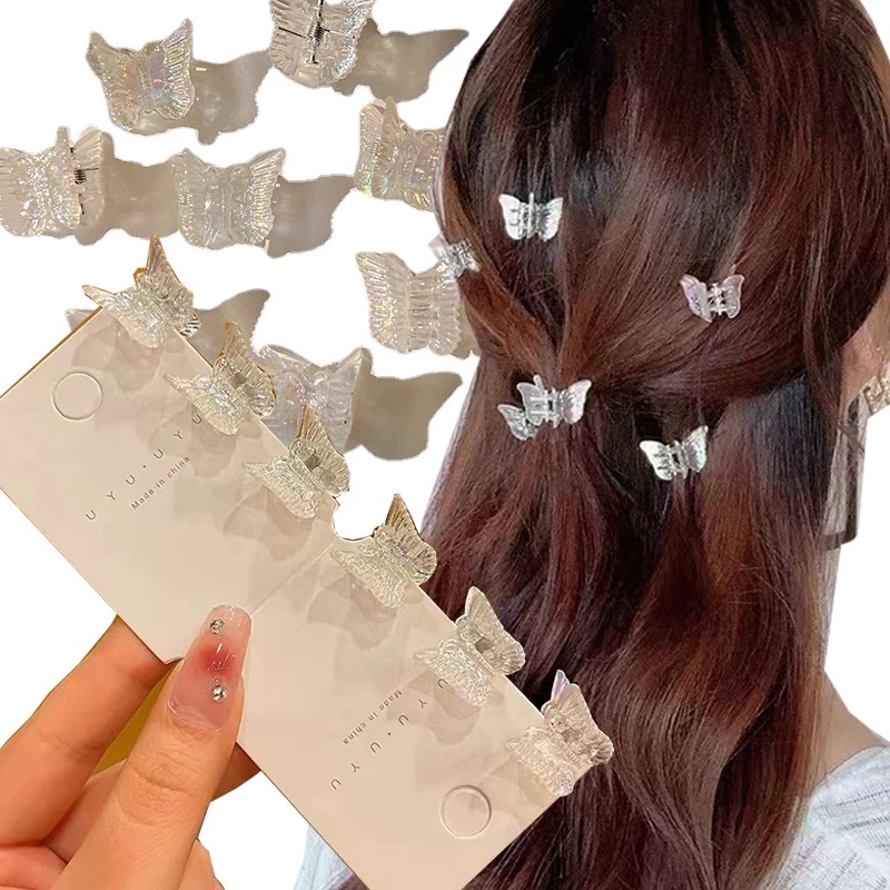 10pcs Mini Hair Clip Claw Lady Girls Braided Butterfly Clip Transparent ...