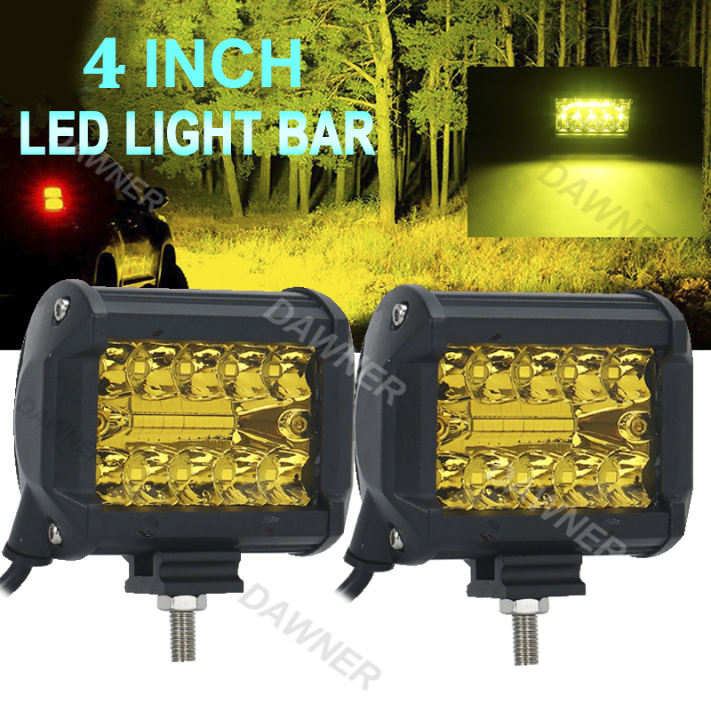 4 INCH 60W Yellow LED Work Light Bar for Car/Truck/Jeep/SUV/ATV LED ...