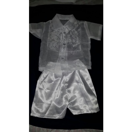 baby mini barong and white short pambinyag baptism | Shopee Philippines