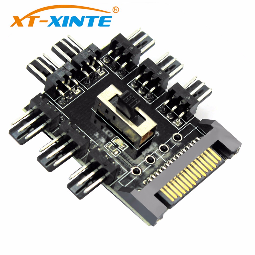 1 to 8 SATA Cooler Fan Hub Splitter Cable PWM 3Pin Power Supply Speed ...