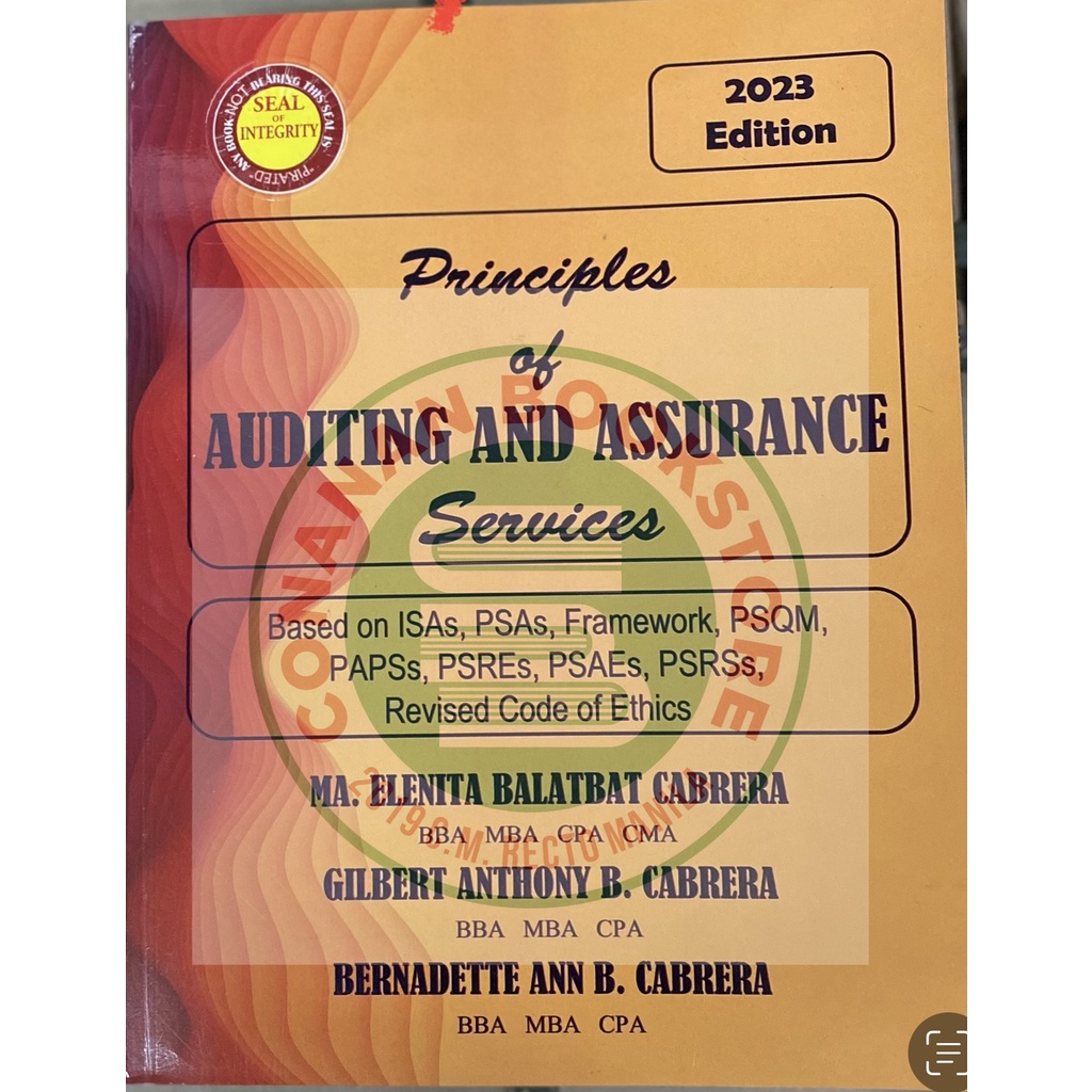 Principles of Auditing and Assurance Services 2023 Edition by Ma. Elenita Cabrera | Shopee ...