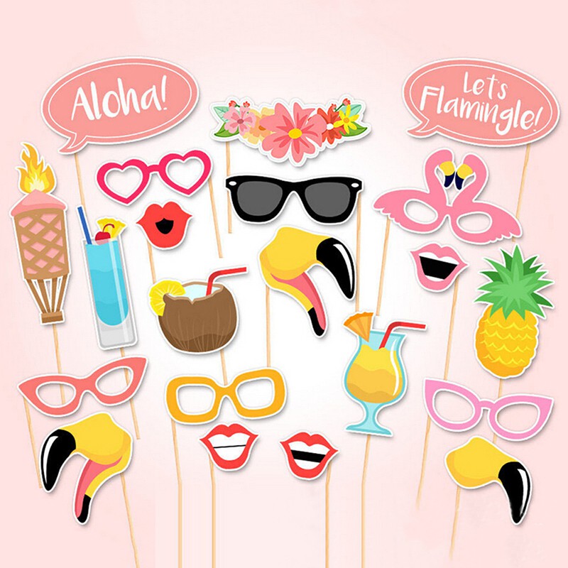 Flamingo Photo Booth Props Tropical Hawaiian Summer Hen | Shopee ...