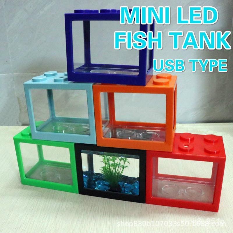 Fish Tank Betta Fish Lego Building Block Mini Aquarium Fighting Acrylic ...