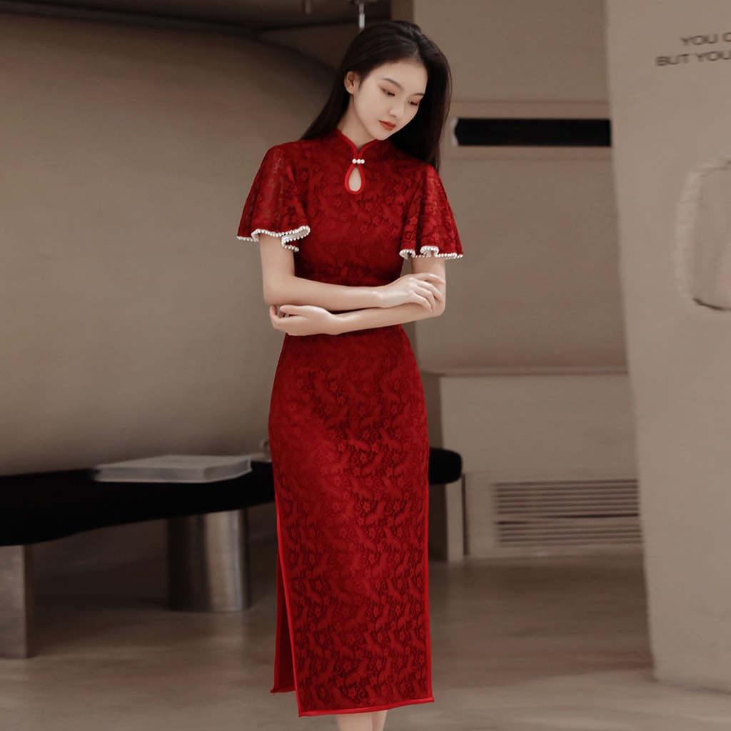 Cheongsam Dress Chinese Dress Long Cheongsam Qi Robe Improved Cheongsam ...
