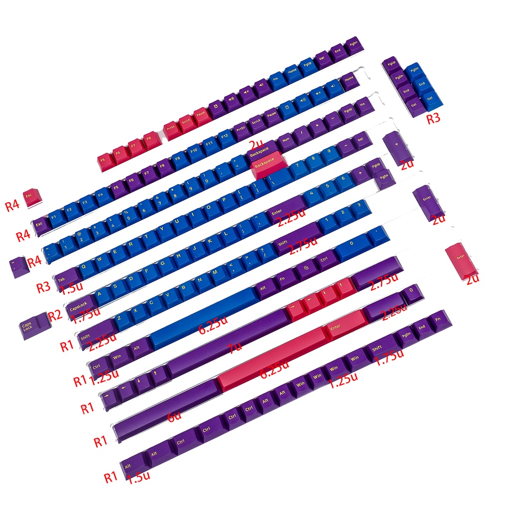 YMDK GMK Color Iris Cherry 165 Key Double Shot PBT Non Shine Through ...