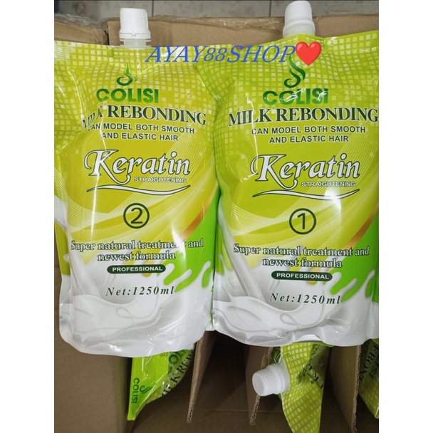 Colisi MiLk Hair Rebonding Cream set 1&2 1250mL*2 ( with keratin ...