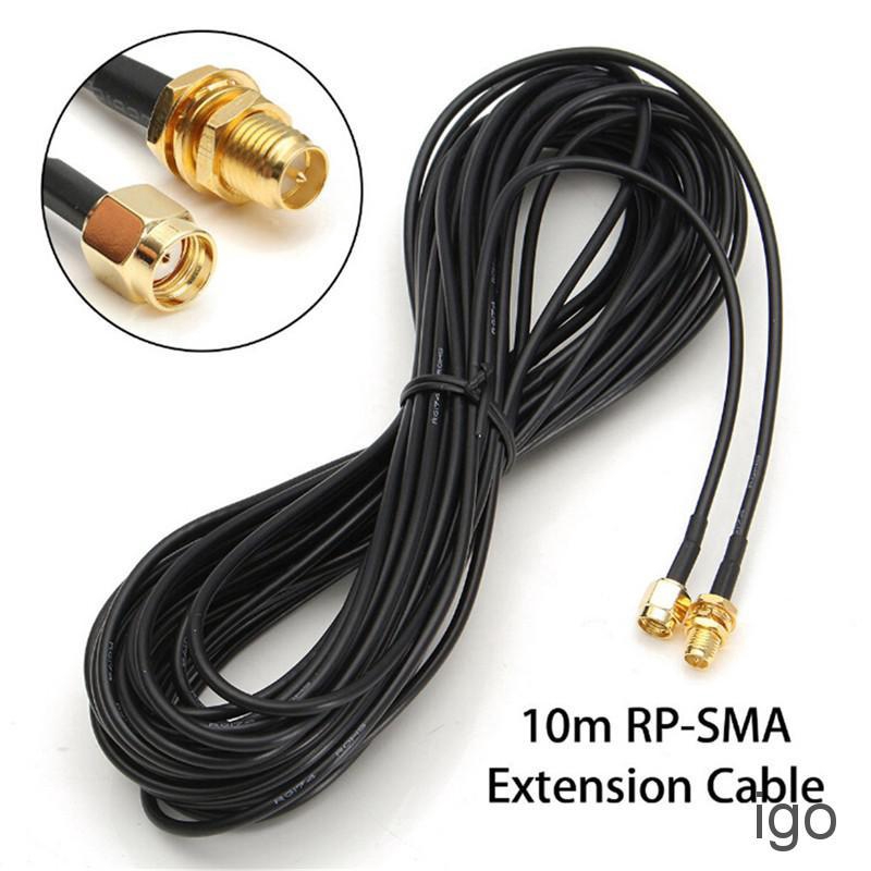 IGO 10M/33ft Antenna Connector RP-SMA Extension Cable Cord For WiFi ...
