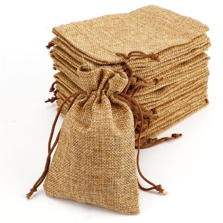 Burlap Drawstring Pouch Plain Linen Gift Bag Jute Storage organizer ...
