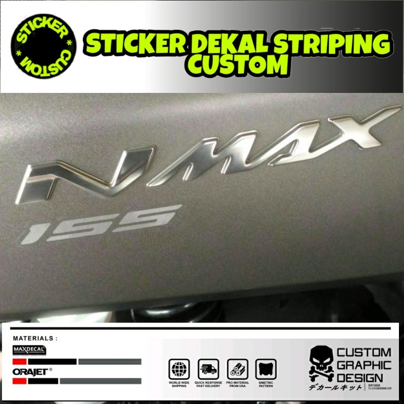 Yamaha nmax silver 1pc Motorcycle Body Embossed Logo Sticker Emblem set ...