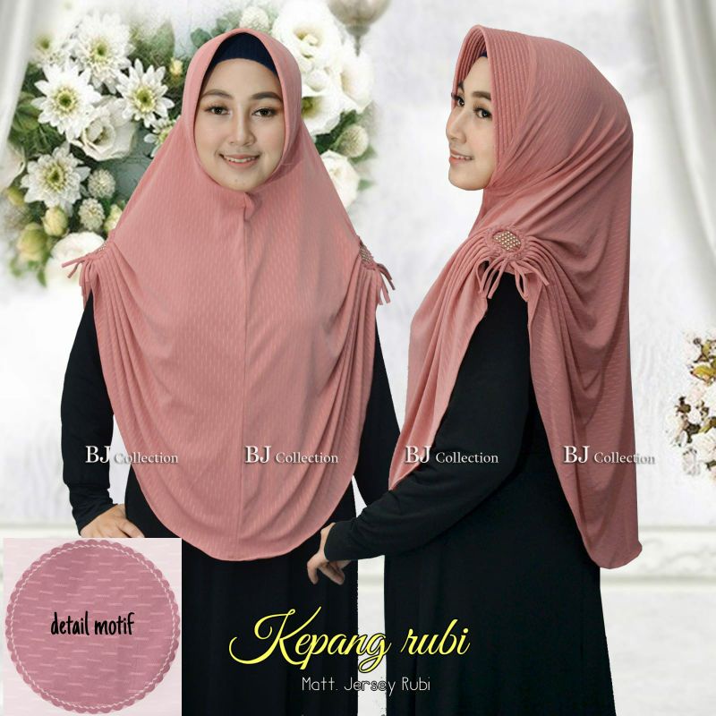 PREMIUM INSTANT JERSEY HIJAB WITH RUBY BRAIDED / ORIGINAL INSTANT HIJAB ...
