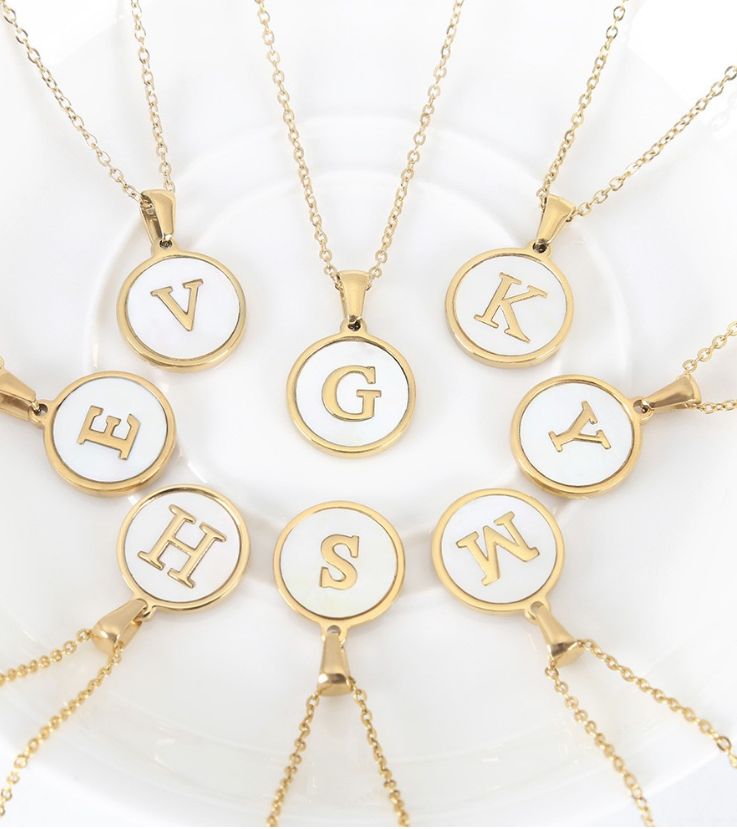 Elegant High Quality Sea Shell pendan Letter Alphabet Personalize ...