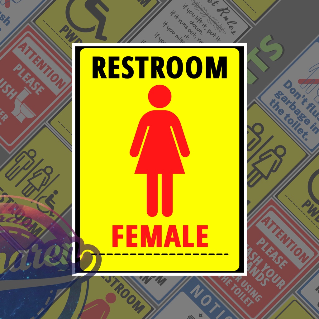 Bathroom CR Restroom Toilet Laminated Sign Board A4 Signage Waterproof ...