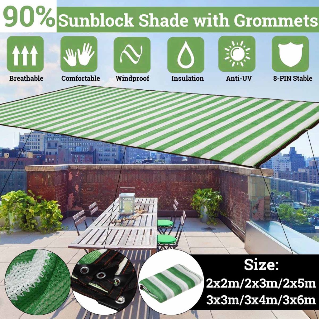 8 Pin 90%Anti-UV HDPE Green Sunshade Net Swimming Pool Car Garages ...