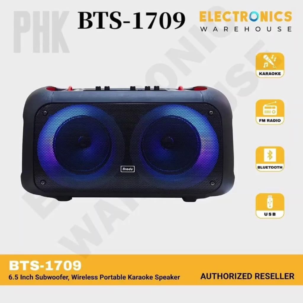BTS-1709 Brudo Subwoofer BLUETOOTH Karaoke Speaker with free Wireless ...