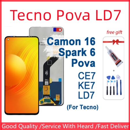 For Tecno Camcon16/Spark 6/Pova LCD with Touch Screen for Tecno CE7 KE7 LD7 Display Pantalla ...