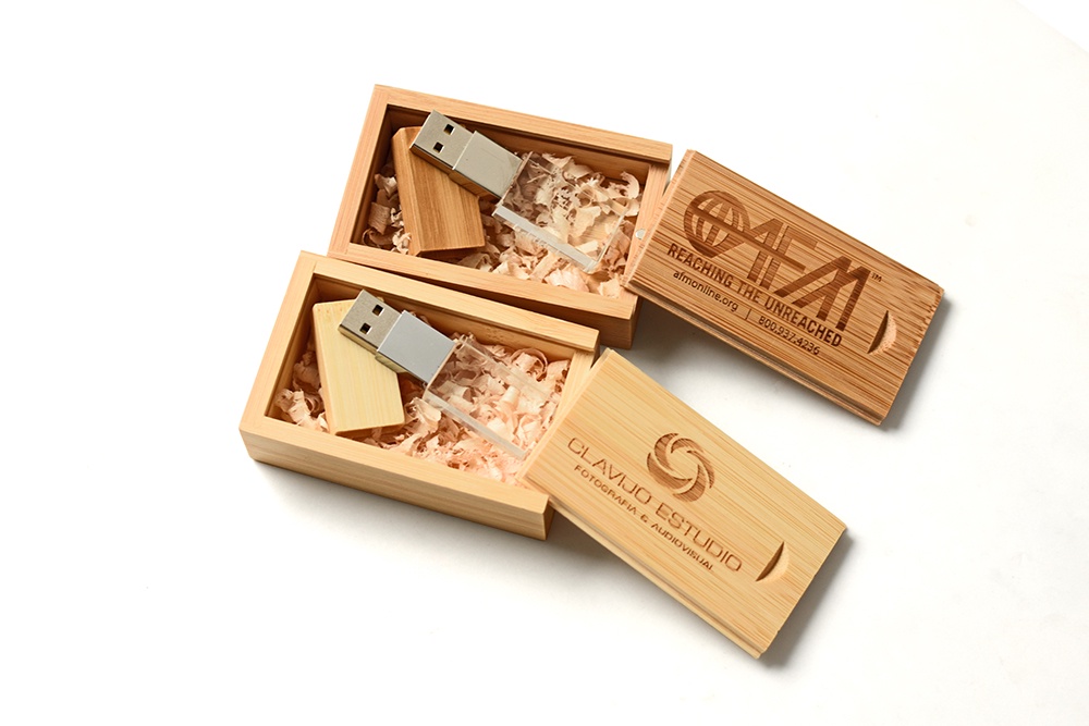 Crystal flash drive usb3.0 wooden box pendrive customized logo 8GB 16GB ...