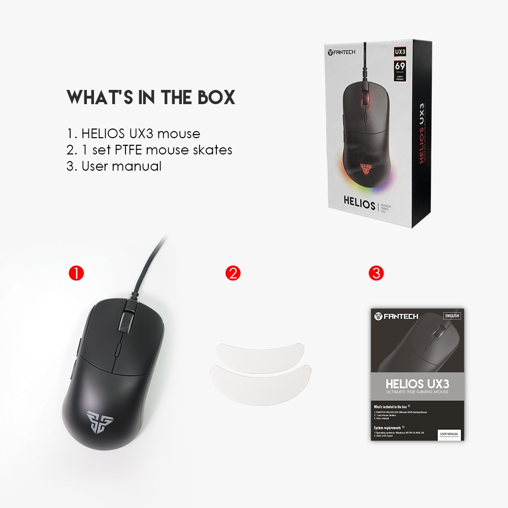 Fantech UX3 Helios Programmable Light Weight & Ultimate RGB Gaming ...