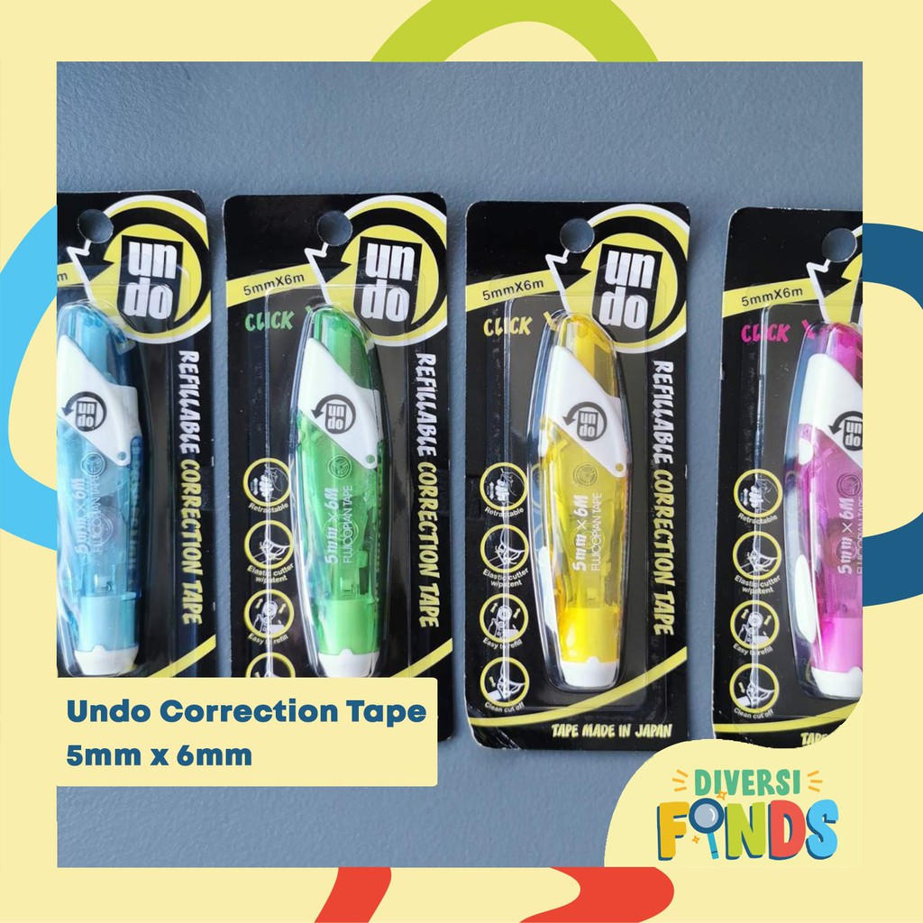 Undo Retractable Correction Tape 5mm x 6m in asstd colors | Shopee ...