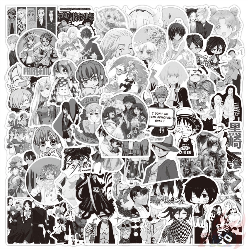 Classical Black & White Anime Cartoon Series 03 Mixed Stickers 50Pcs ...