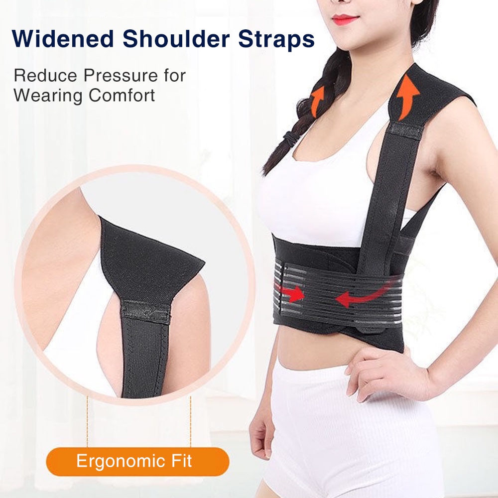 Back Support Belt Waist Brace Posture Corrector Spine Back Shoulder ...