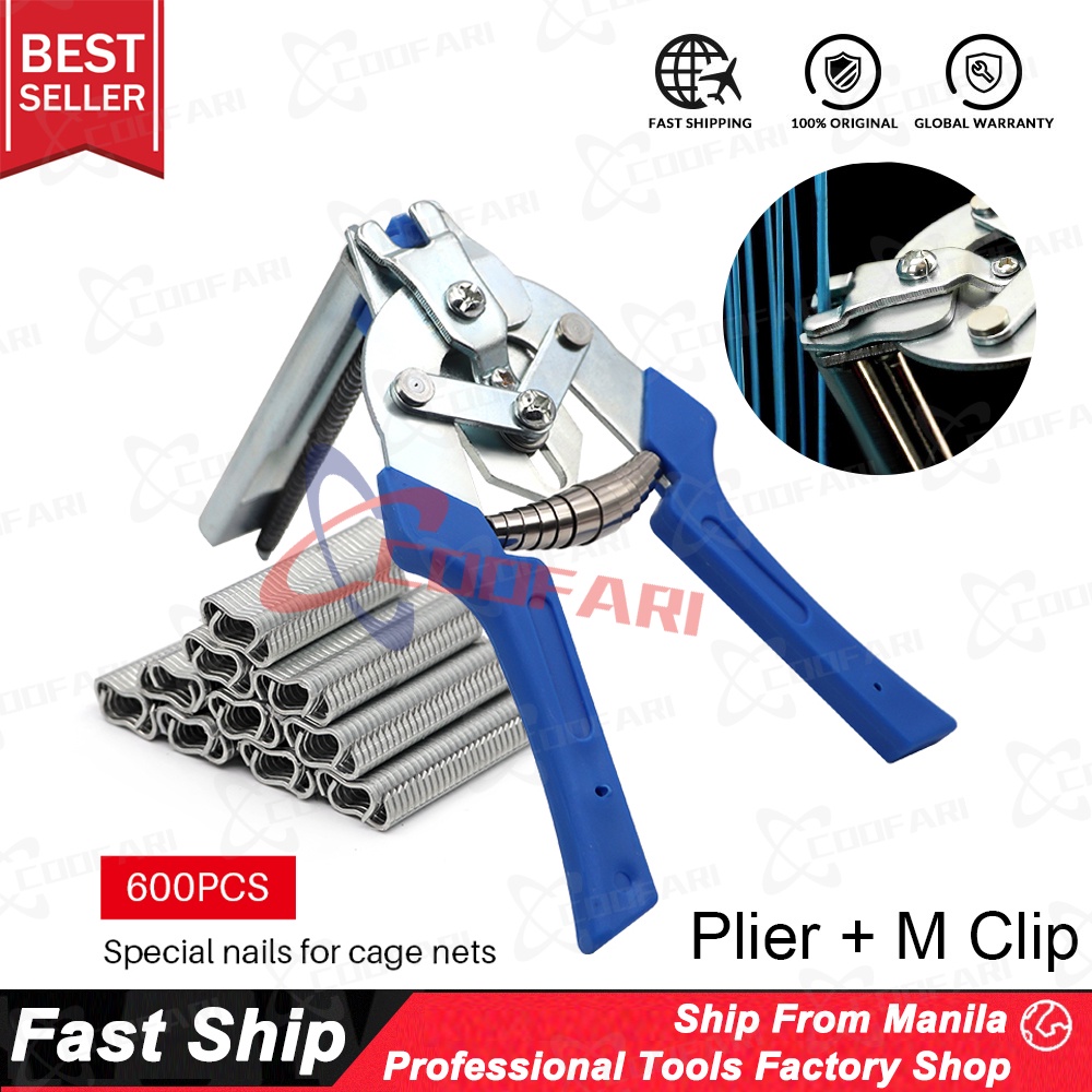 Hog Ring Plier Tool and 600pcs M Clips Staples Chicken Mesh Cage Wire ...