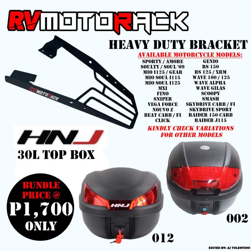 RV MOTORACK BRACKET WITH 30L HNJ TOPBOX | Shopee Philippines