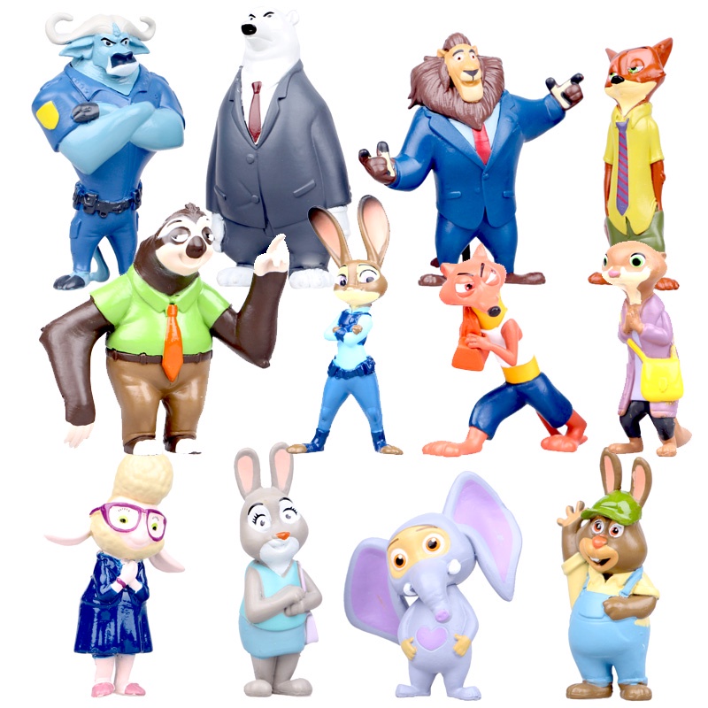 12 pieces Zootopia Action Figures Judy Hopps Nick Wilde Zootropolis Fox ...