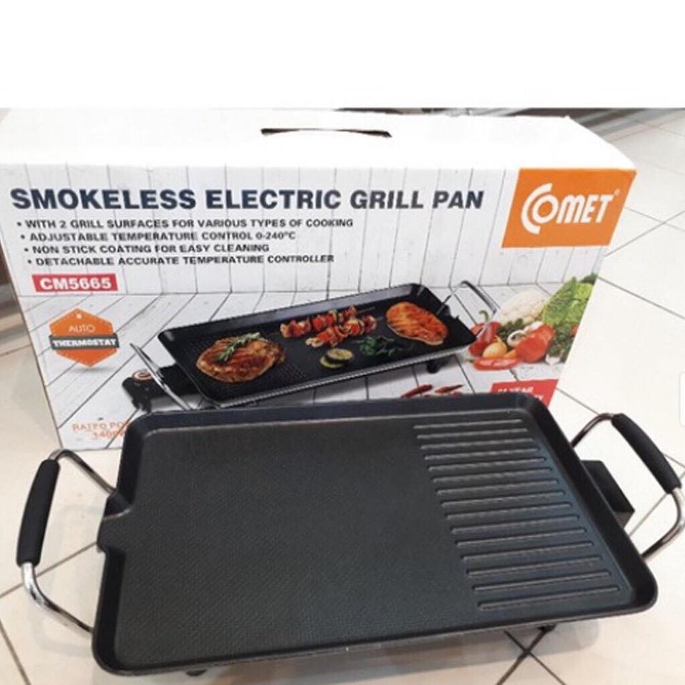 Comet smokeless electric grill - CM5665 - Non-stick grill with drip ...