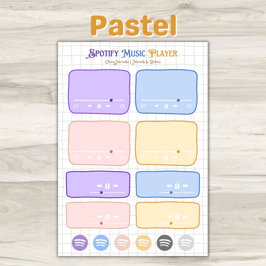 Spotify Player Functional Sticker Set 14 in 1 for Journal Planner Bujo ...