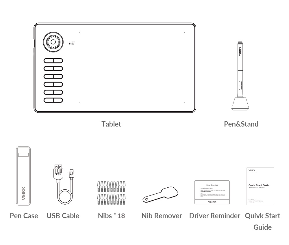 VEIKK A15PRO Digital Graphic Drawing Tablet 8192 Levels 290PPS With ...
