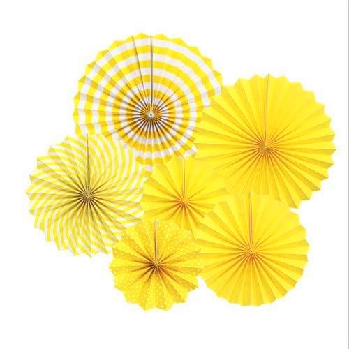 6 in 1 Simple Yellow Paper Fan Decoration for Yellow Color Scheme Party ...