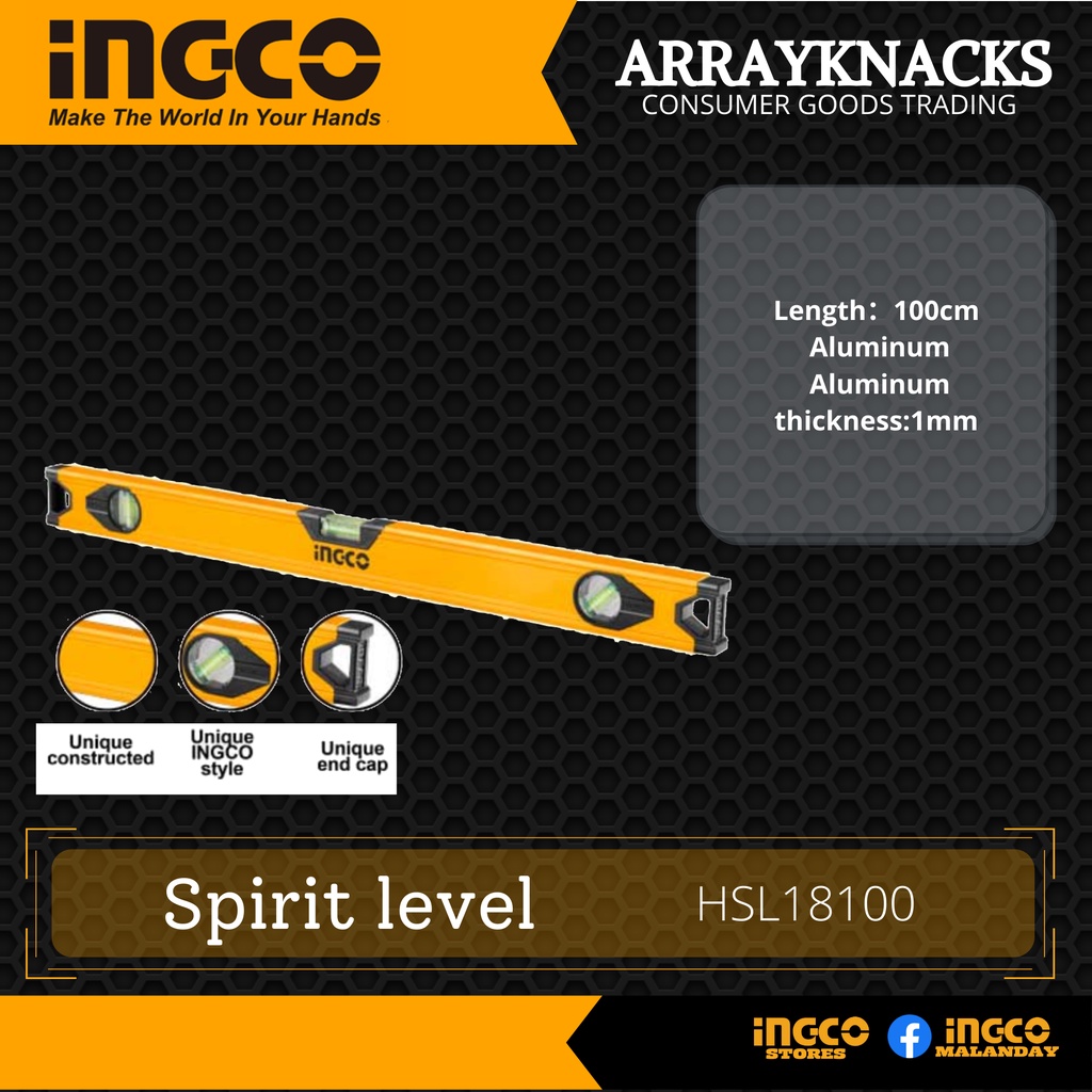 INGCO Spirit level 100CM (HSL18100) HANDTOOLS | Shopee Philippines