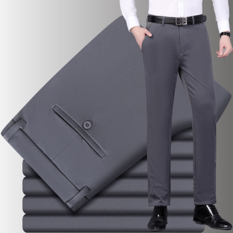 Men's Formal Pants Office Loose Black Long Trousers Straight Middle ...