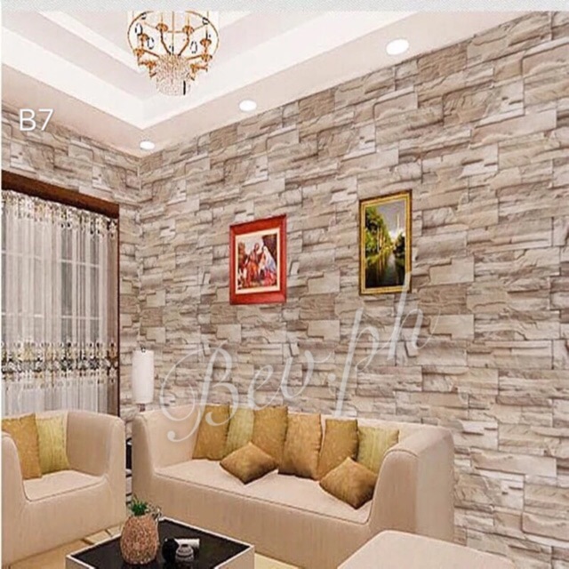 3D Stone Wall paper waterproof pvc self-adhessive 10M by45Cm | Shopee ...