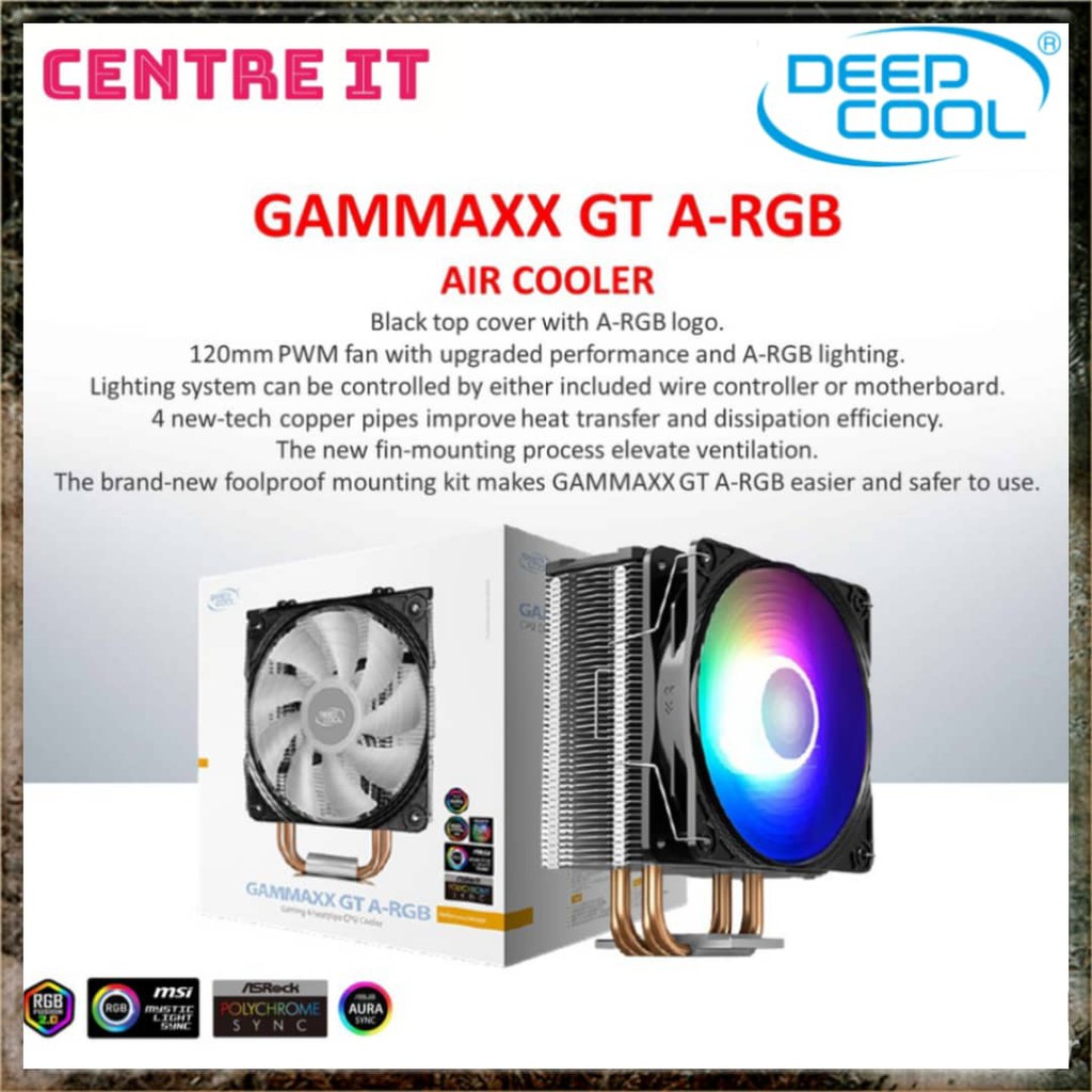 Deepcool Gammaxx GT A-RGB Air Cooler (Black top cover with A-RGB logo ...