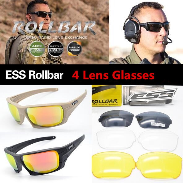 ESS Rollbar 4 Lenses Polarized Tactical Sunglasses UV Protection ...