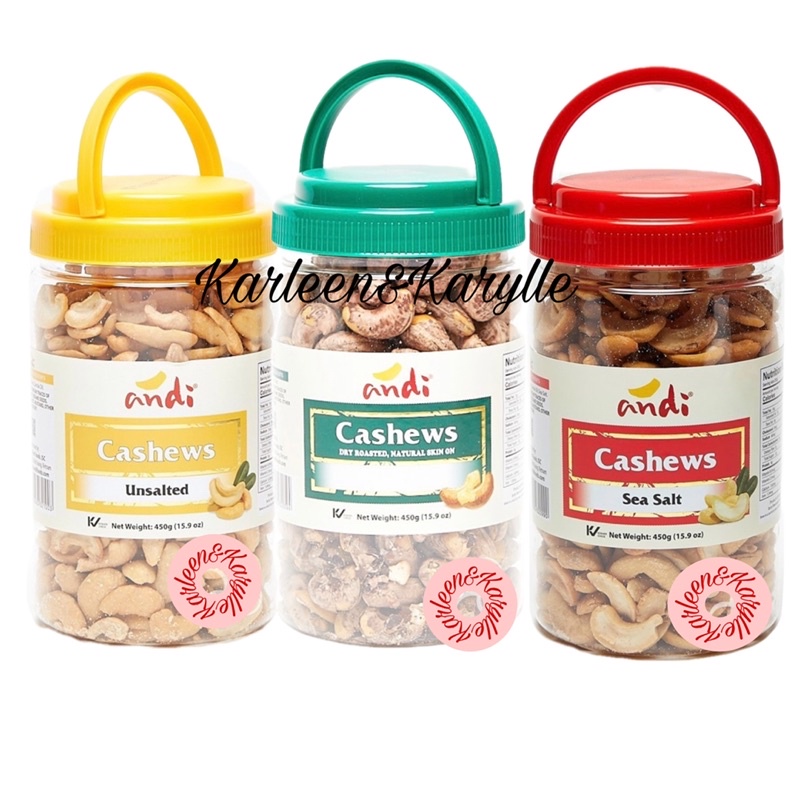 ANDI Unsalted Cashews 450g/ Sea Salt Cashews 450g/ Dry Roasted Natural ...