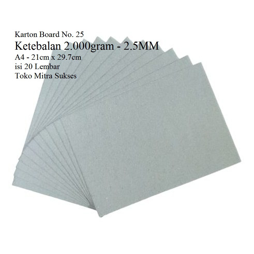 20 Sheets of Gray A4 Cardboard Board No. 25 Thickness 2.5mm | Shopee ...