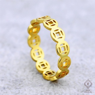 【PH READY STOCK】18K Gold Ring Lucky Charm Money Catcher Coin Stainless ...