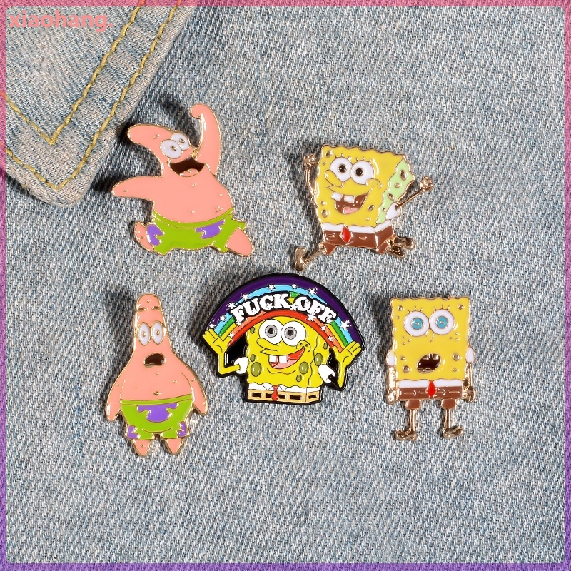 Cartoon Cute Rainbow SpongeBob SquarePants Brooch Pins Jewelry Patrick ...