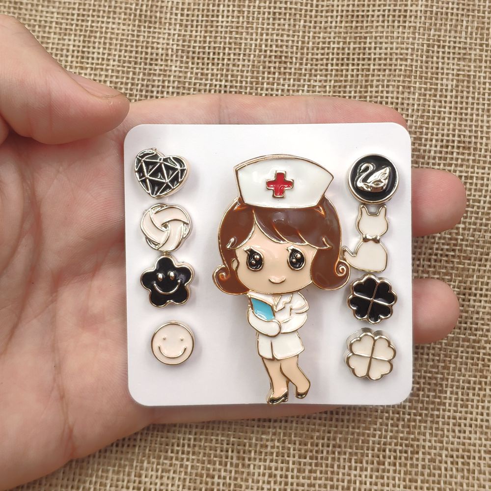 Cute Girl Lady Nurse Angel In White Pearl Enamel Brooch Pins Breastpin ...