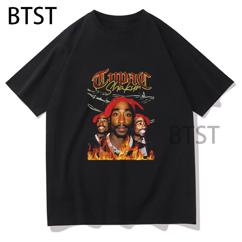 Tupac 2pac Black Tshirt Shakur Hip Hop T Shirts Makaveli Rapper Men ...