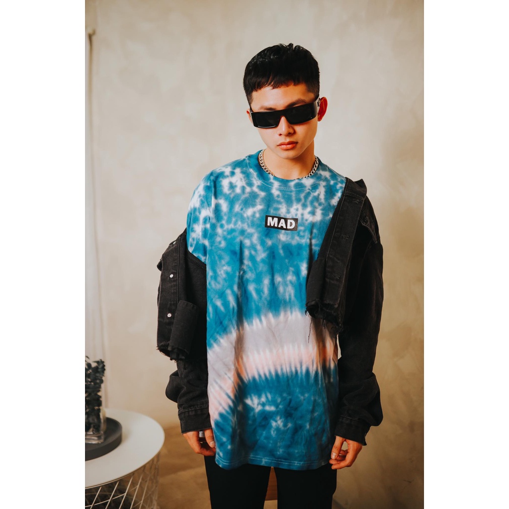 MAD INK Unisex Oversized Tee Acid Blue Dye Shirt | Shopee Philippines