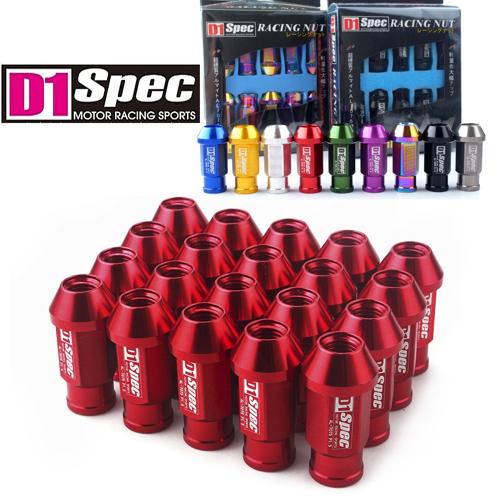 D1 Spec JDM Billet Aluminium Racing Car Tire Wheel Rims Lug Nuts M12X1 ...