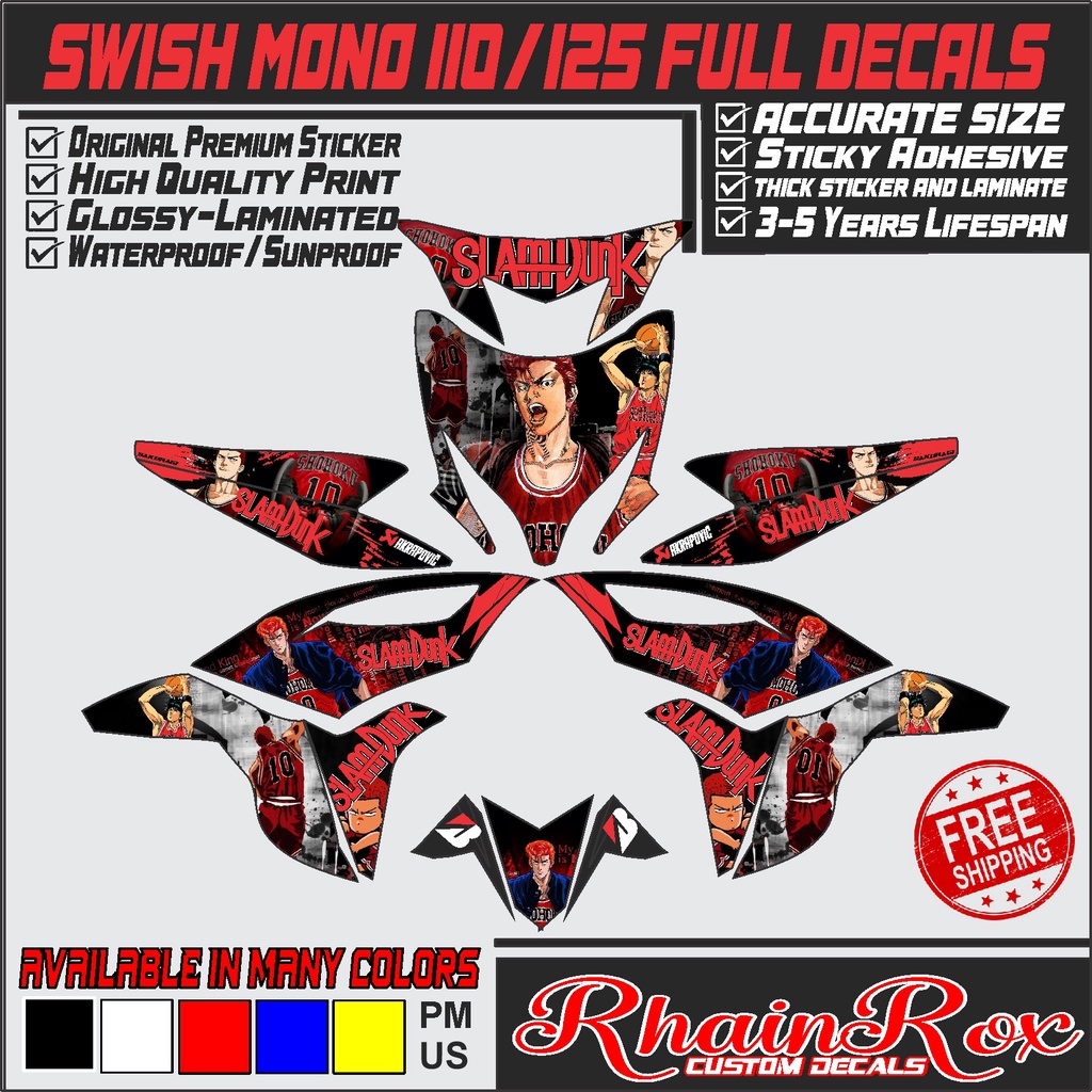 swish mono 110 125 full decals slam dunk printed laminated waterproof ...