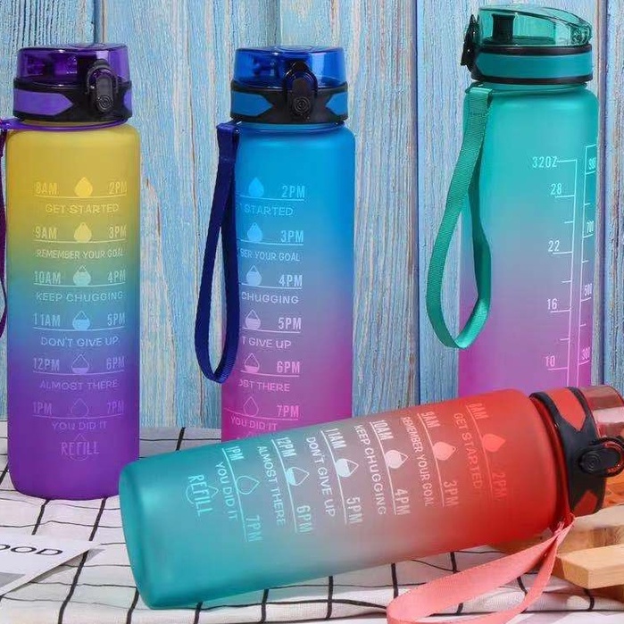 Motivational Rainbow Gradation Color Drink Bottle 1 liter free sticker ...
