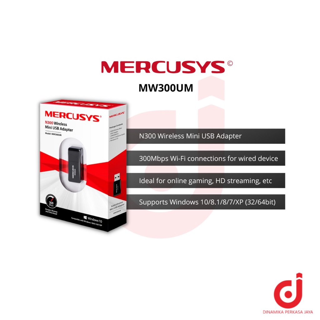 Mercusys MW300UM N300 Wireless Mini USB Adapter Wifi 300 Mbps | Shopee ...